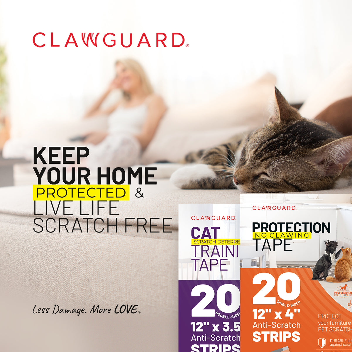 Scratch Deterrent Bundle Pack - Two (20) Pre-cut Strip Packs for Cats ...